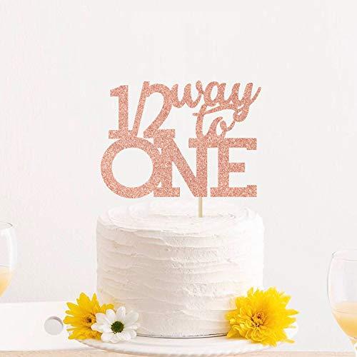 Nanvin Rose Gold Glitter 12 Way to One Cake Topper Happy 6 Months Cake ...