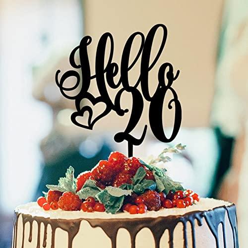 Hello 20 Hearts Cake Toppers Custom Anniversary YJHLBHDIAN