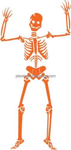 6" Round ~ Orange Skeleton Clip Art Art of Eric Gunty