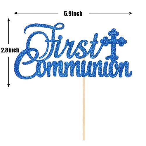 Royal Blue Glitter First Communion Cake Topper - First Communion Cake ...