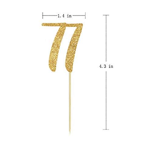 Gold Happy 77th Birthday Cupcake Topper, 24-Pack MAGJUCHE