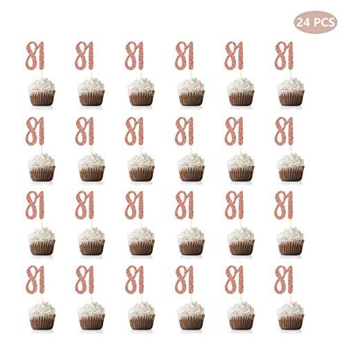 Rose Gold 81st Birthday Cupcake Topper, 24-Pack MAGJUCHE