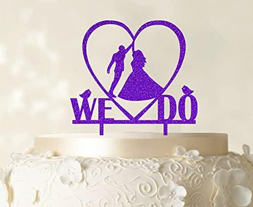 We Do Wedding Cake Topper Personalized Glitter Purple Cake Topper Color ...
