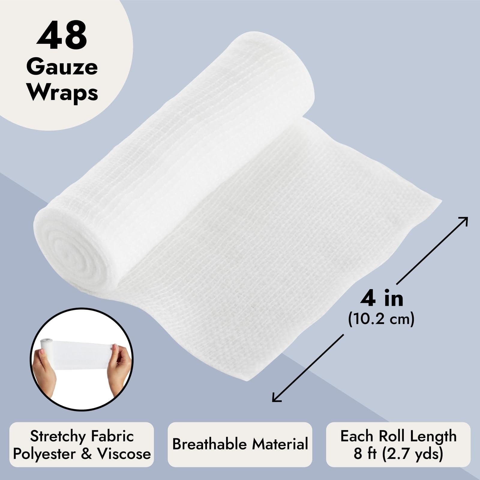 Juvale 48 Pack 4 Inch Gauze Bandage Roll, Rolled Gauze Wrap (2.6 Yards)