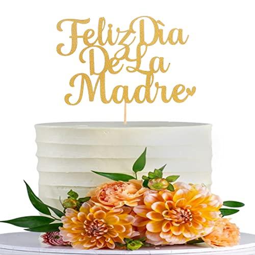 Feliz Dia De Las Madres Cake Topper Gold Glitter Amaryya
