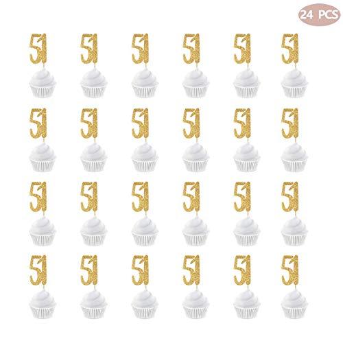 Gold Happy 51st Birthday Cupcake Topper, 24-Pack MAGJUCHE