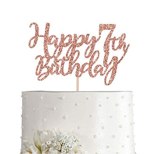 7 Rose Gold Glitter Happy 7th Birthday Cake MAGJUCHE