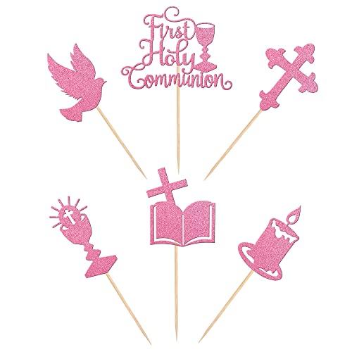 36 PCS First Holy Communion Cupcake Toppers ZHUOWEISM
