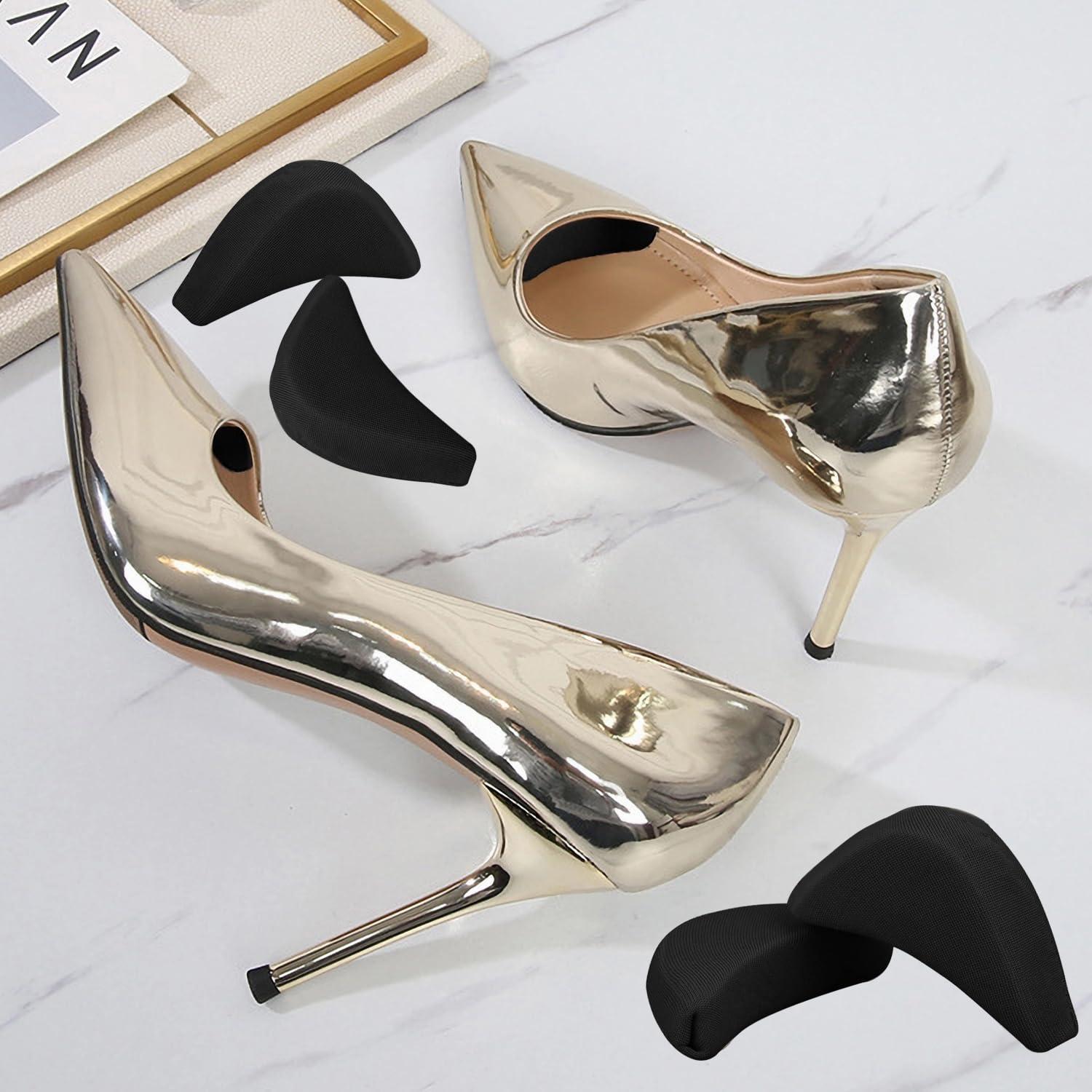 Shoe Filler Inserts 5 Pairs Toe Cushion Fillers Loose Shoes Foam Toe Filler to Make Big Shoes Fit Half Size Insoles Adjust Shoe for High Heels Dress Shoes Boots Black