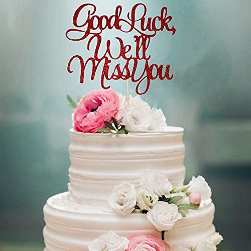 StarsGarden Red Glitter Good Luck,We'll Miss You Cake Topper, Farewell ...