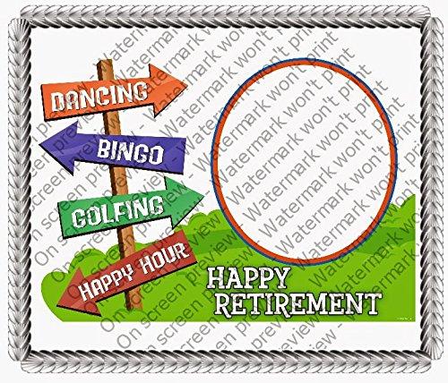 8 Inch Round Cake - Happy Retirement - Edible Photo Frame Cake Topper ...