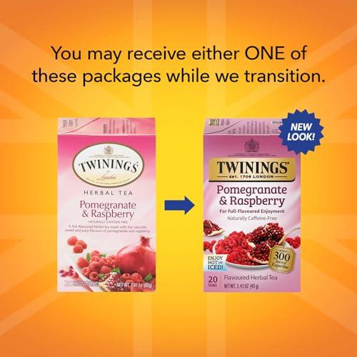 Twinings Pomegranate & Raspberry Tea - Naturally Caffeine-Free Herbal ...