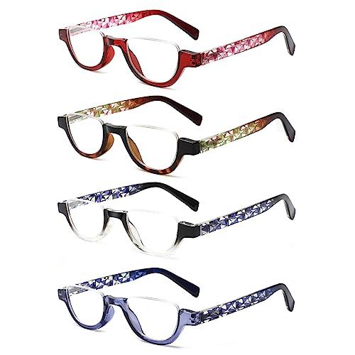 4 Pairs of Colorful Fashion Half Moon Frame Reading SIGVAN