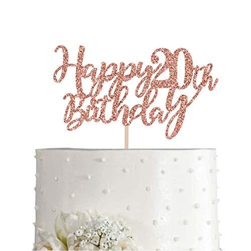 20 Rose Gold Glitter Happy 20th Birthday Cake MAGJUCHE