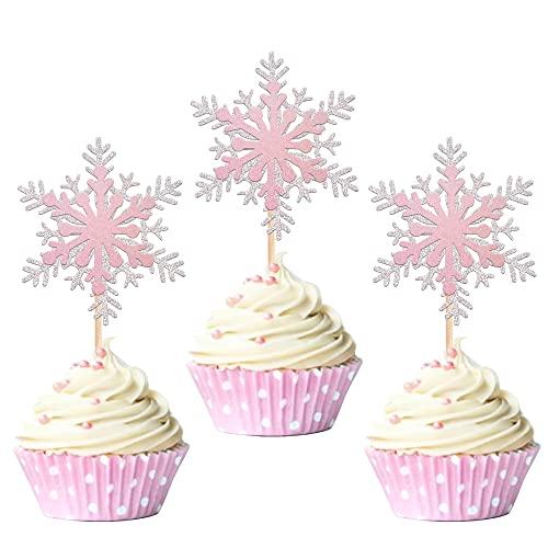 24 Pack Snowflake Cupcake Toppers Glitter YCTHUNFISH