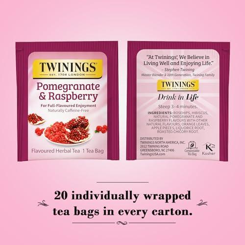 Twinings Pomegranate & Raspberry Tea - Naturally Caffeine-Free Herbal ...