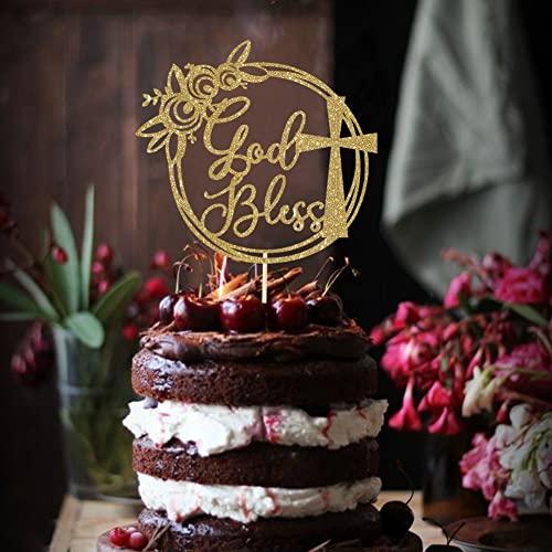 God Bless Cake Topper,Baptism Cake Chdaomn