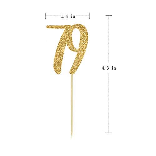 Gold Happy 79th Birthday Cupcake Topper, 24-Pack MAGJUCHE