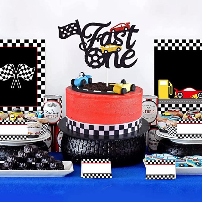 Fast One Cake Topper Race Car Theme 1st Birthday Cake Decoration ...