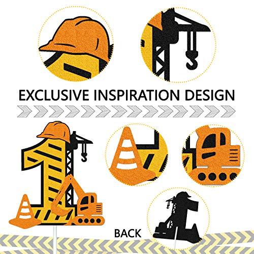 Construction 1st Birthday Cake Topper for Kids Ohiviaaa