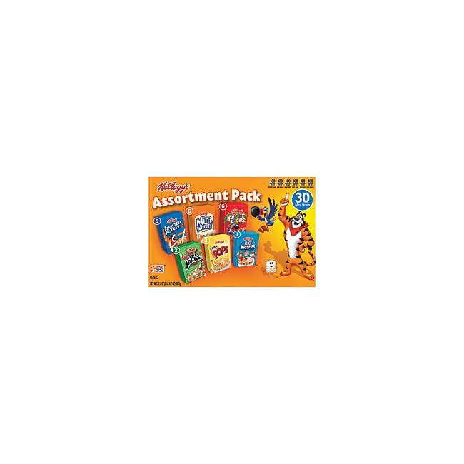 Kellogg's Breakfast Cereal Mini Boxes, Assorted, 2.39 Oz Box, 30/Carton