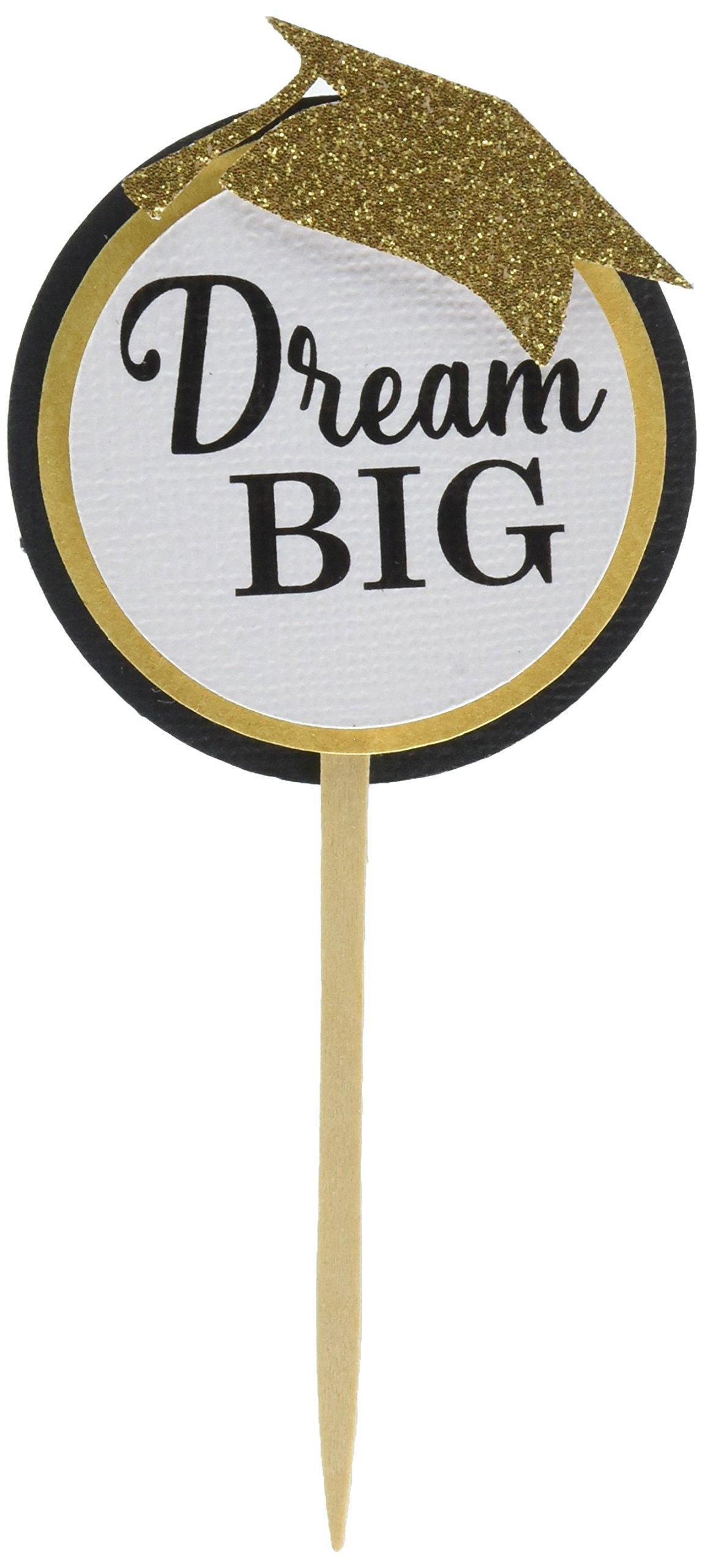 All About Details Graduation Cupcake Toppers (Black & Gold)